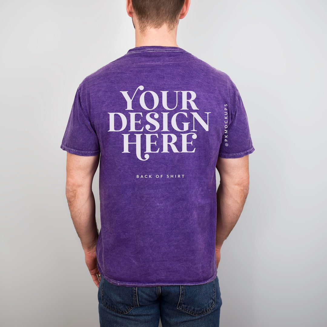 Colortone 1300 Purple Mockup C1300 Back of Shirt Male Model Mock up ...