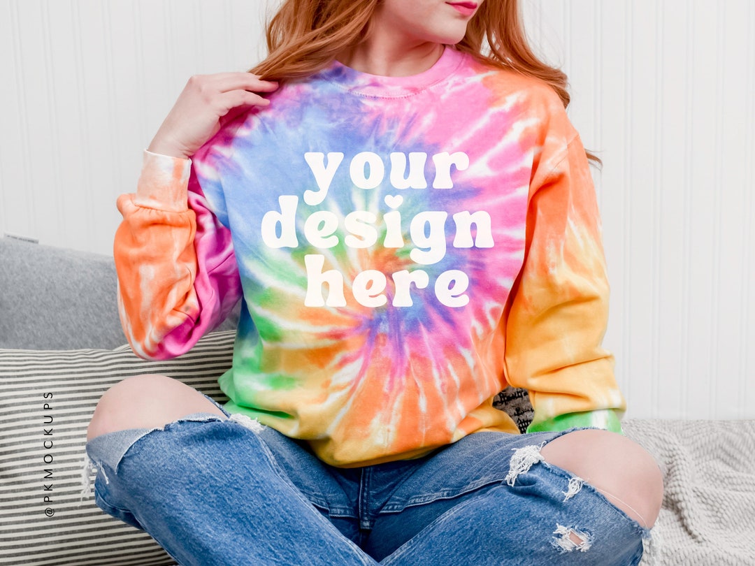 Colortone 8100 Eternity Mockup, Tie Dye Sweatshirt Mock Up, Minimal ...