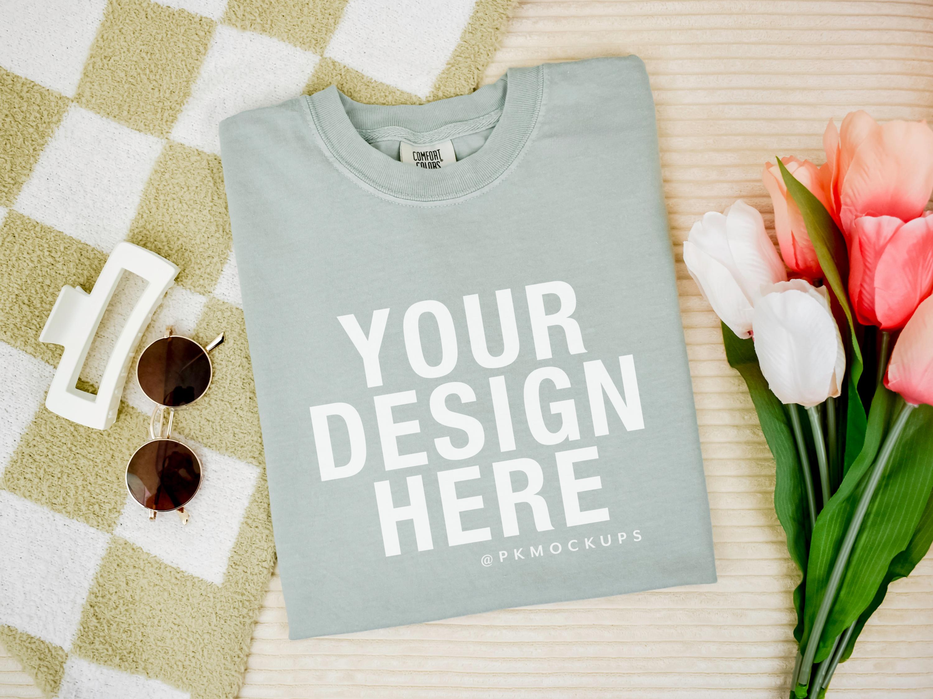Comfort Colors 1717 Mockup Bundle Spring Mock up Folded Flatlay Tshirt ...