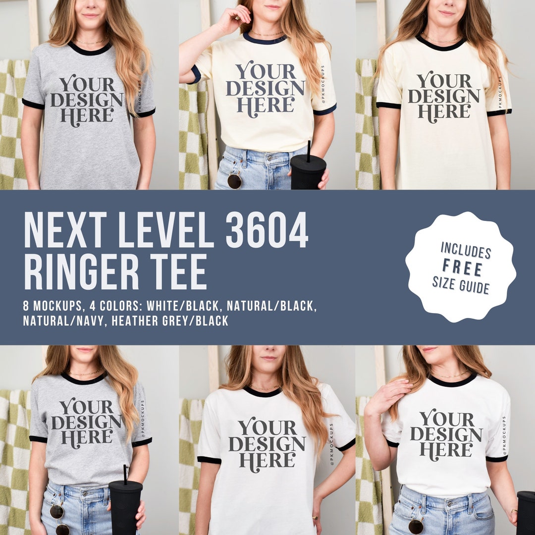 Next Level 3604 Mockup Bundle Ringer Tee White Black Mock up NL3604 ...