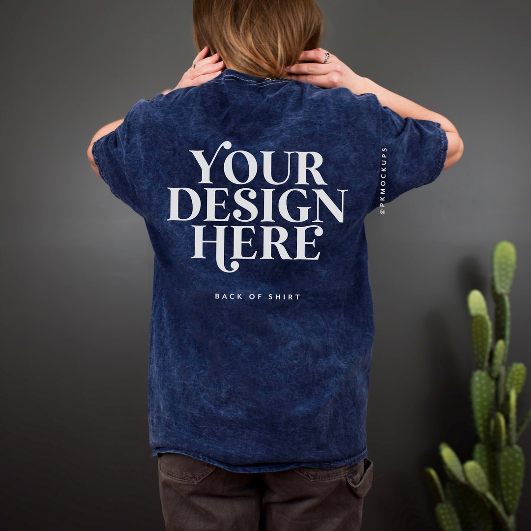 Colortone 1300 Navy Mockup Back C1300 Shirt Model Mock up Oversized Tee ...