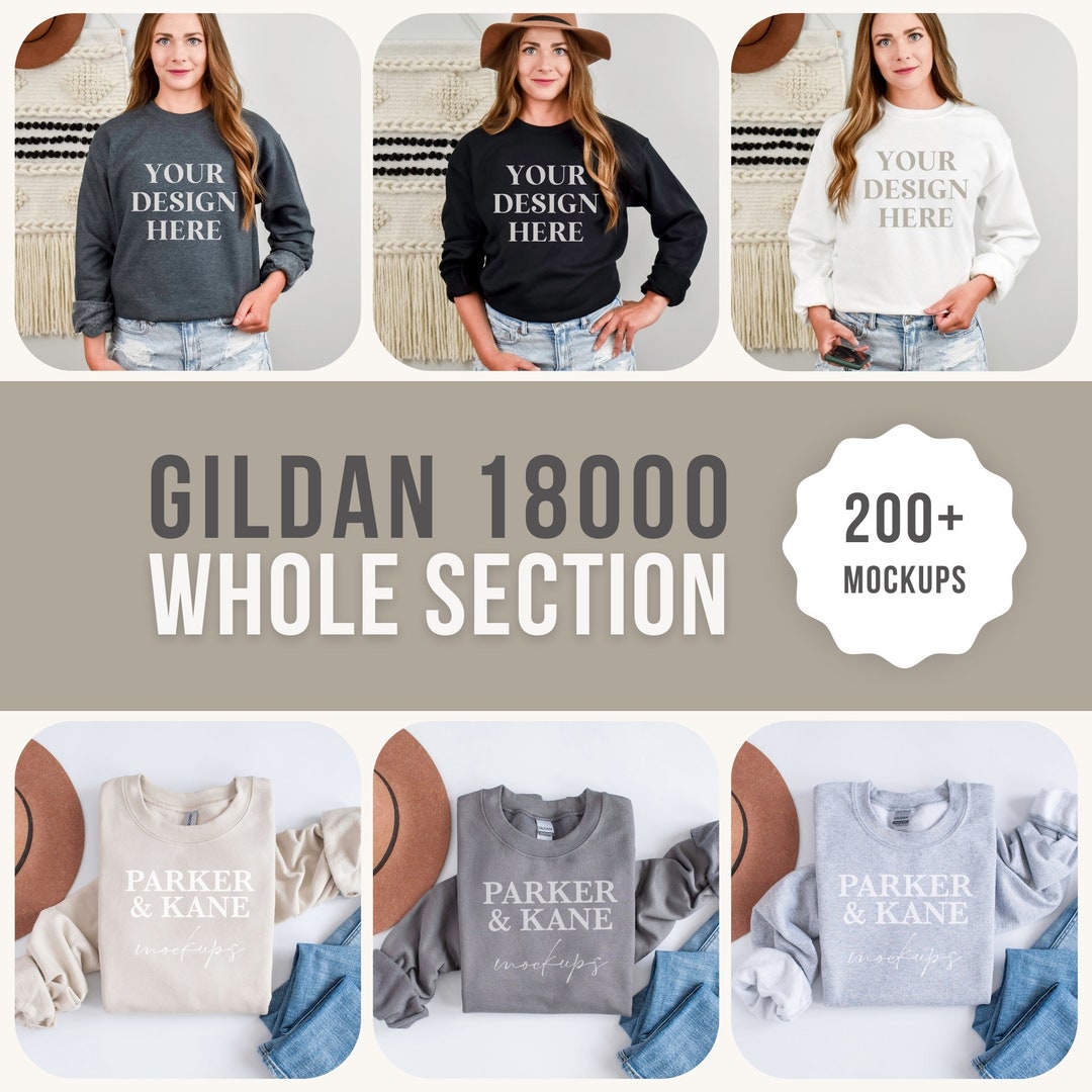 Gildan 18000 Mockup Bundle Whole Section Pass Mega Sweater G18000 Mock ...
