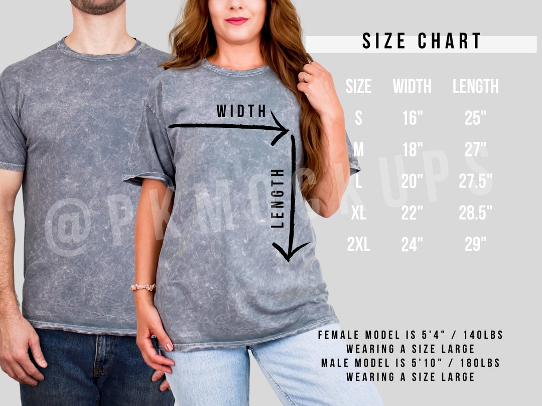 Colortone 1300 Size Guide Mineral Wash T-shirt Sizing Chart POD Size ...