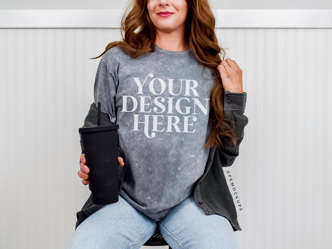 Colortone 1300 Grey Mock Up, C1300 Tshirt Model Mockup, Oversized Tee ...