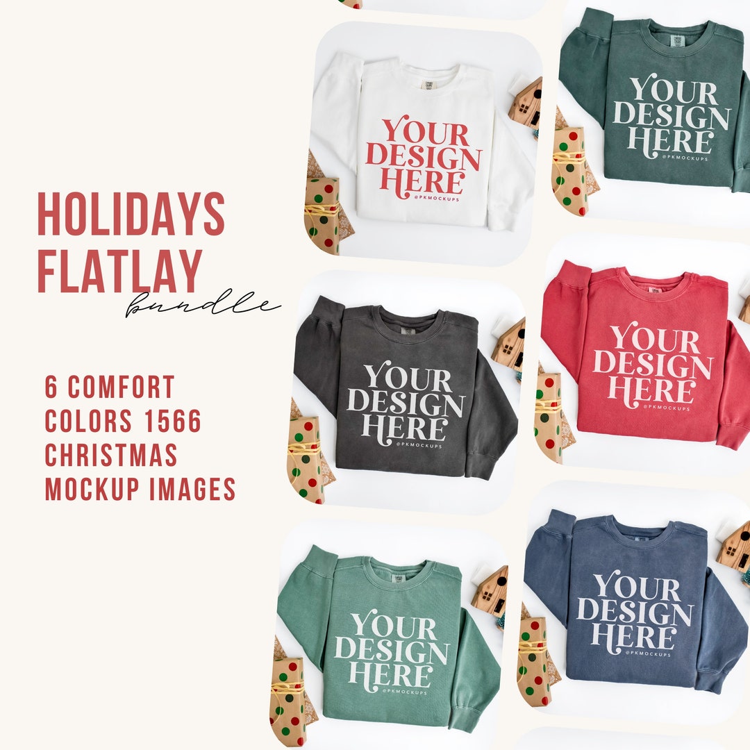 Comfort Colors 1566 Mockup Bundle, Christmas Sweatshirt Mock Up, C1566 ...