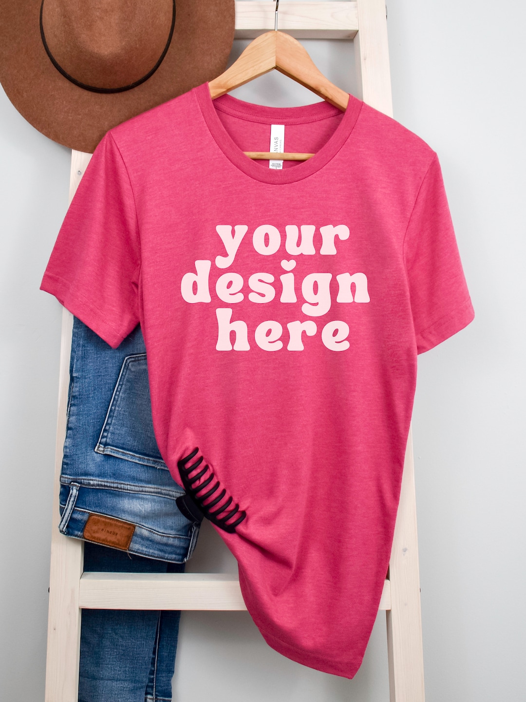 Bella Canvas Heather Raspberry Mock Up, Valentine BC 3001 Mock-up ...