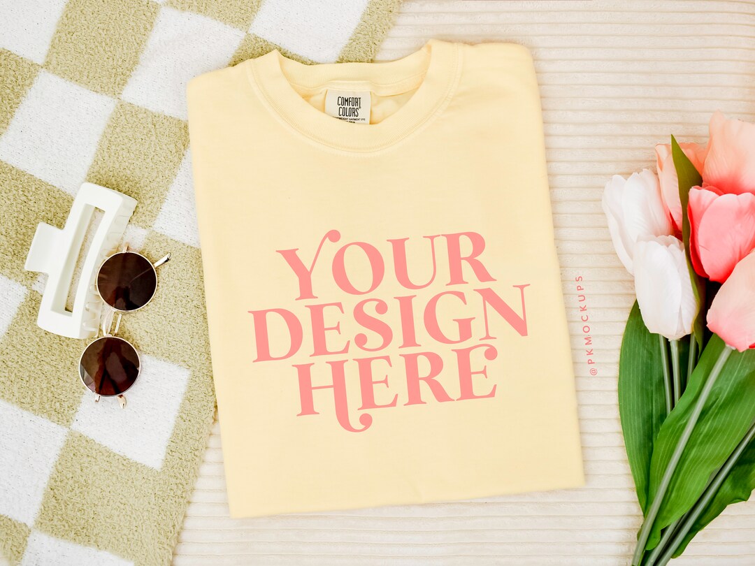 Comfort Colors 1717 Mockup in Butter, C1717 Lifestyle Mock Up, Bright ...