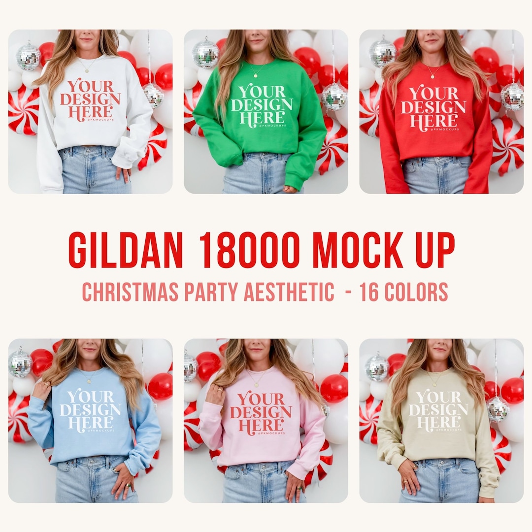 Gildan 18000 Christmas Mockup Bundle Xmas Crewneck Real Model Mock up ...