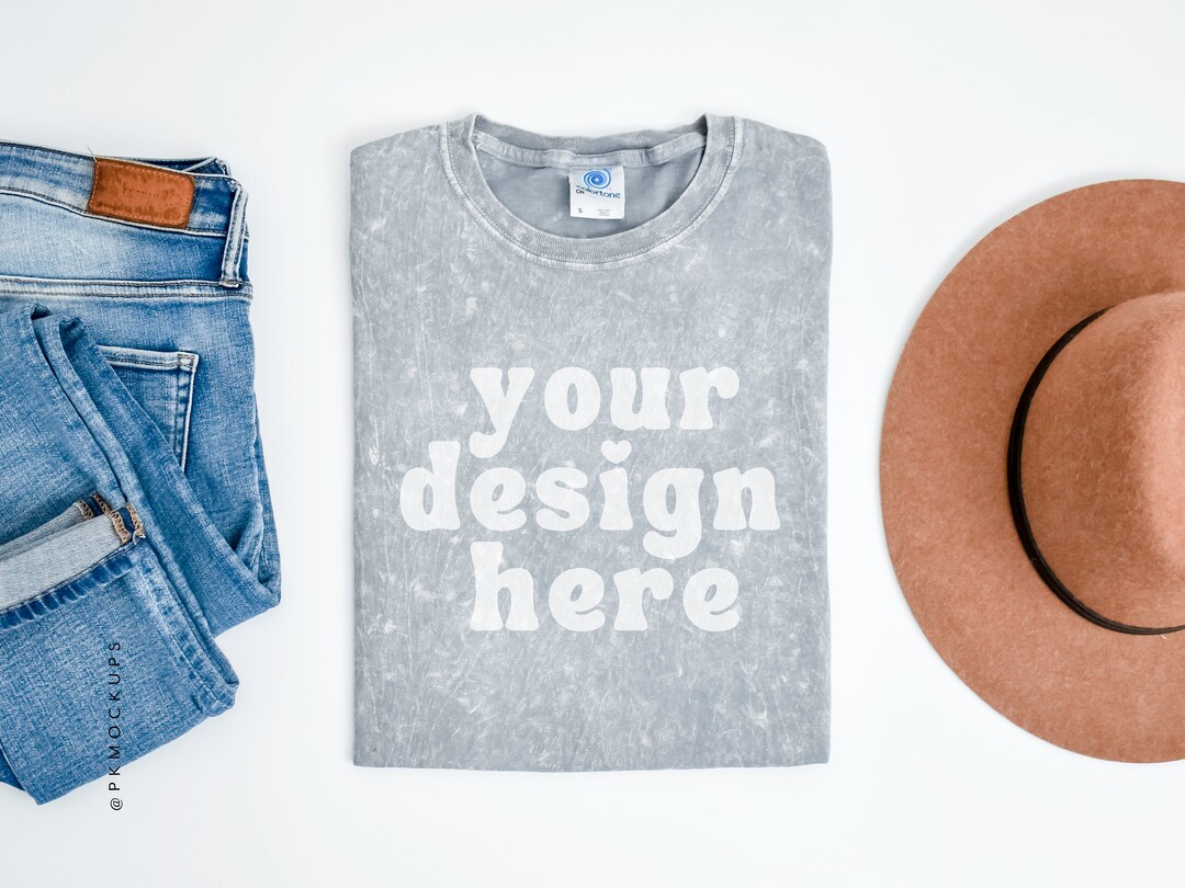 Colortone 1300 Grey Mock Up, Color Tone Unisex Mineral Wash Mock Up ...