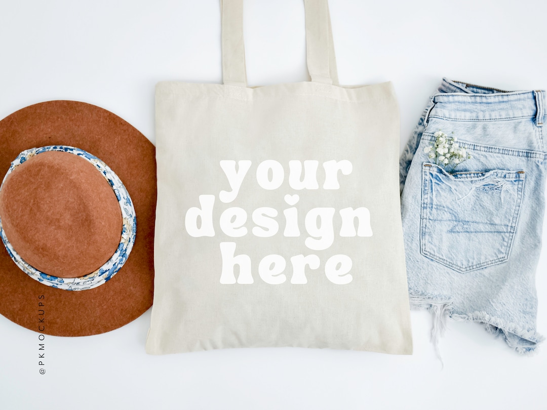 Natural Tote Mock Up, Canvas Tote Bag Mockup, Spring Shopping Bag Mock ...