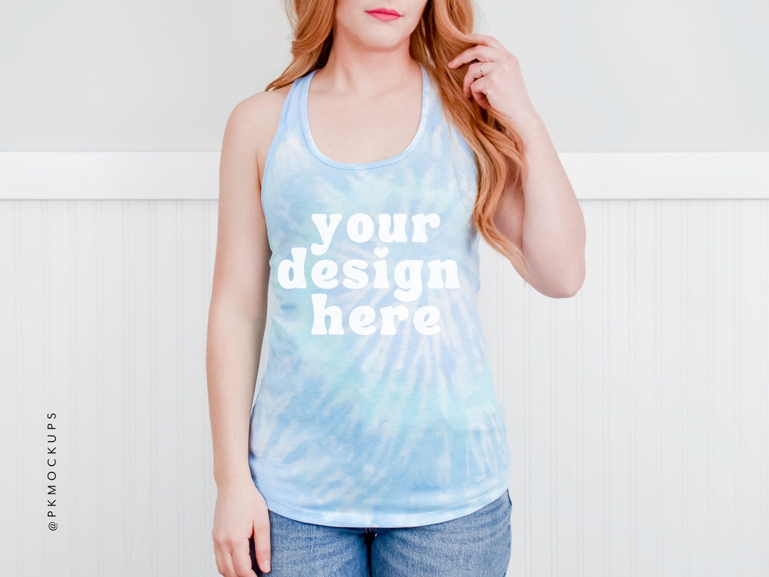 Colortone 3400 Mockup, Lagoon Tank Top Modelled Mock Up, Color Tone Tie ...