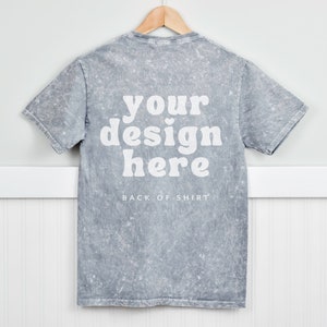 Colortone 1300 Grey Mock Up, Front and Back of Tshirt Hanging Mockup ...