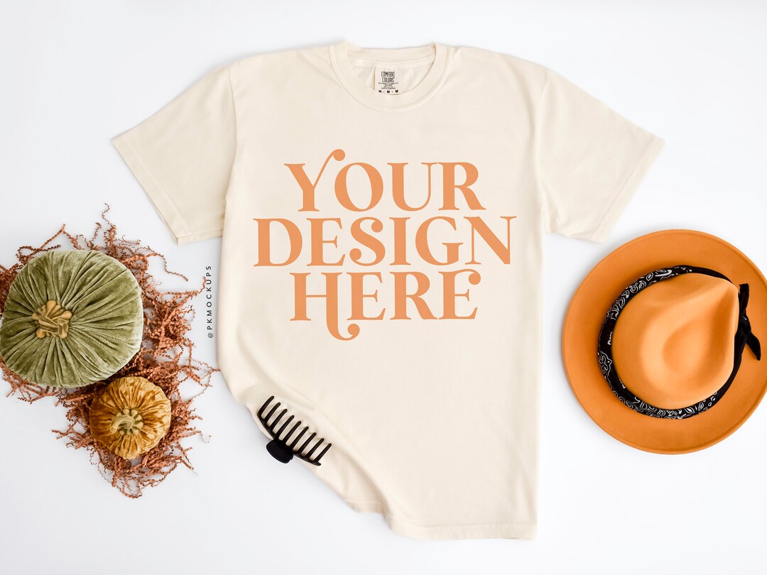 Fall Comfort Colors 1717 Mockup, Ivory C1717 Autumn Mock Up, Boho Flat ...