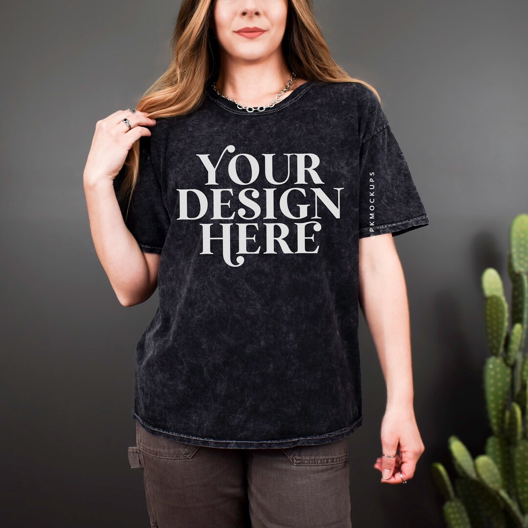 Colortone 1300 Black Mockup C1300 Tshirt Model Mock up Oversized Tee ...