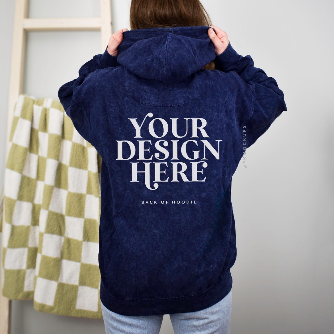 Colortone 8300 Mineral Navy Mockup Back of Hoodie Model Mock up ...