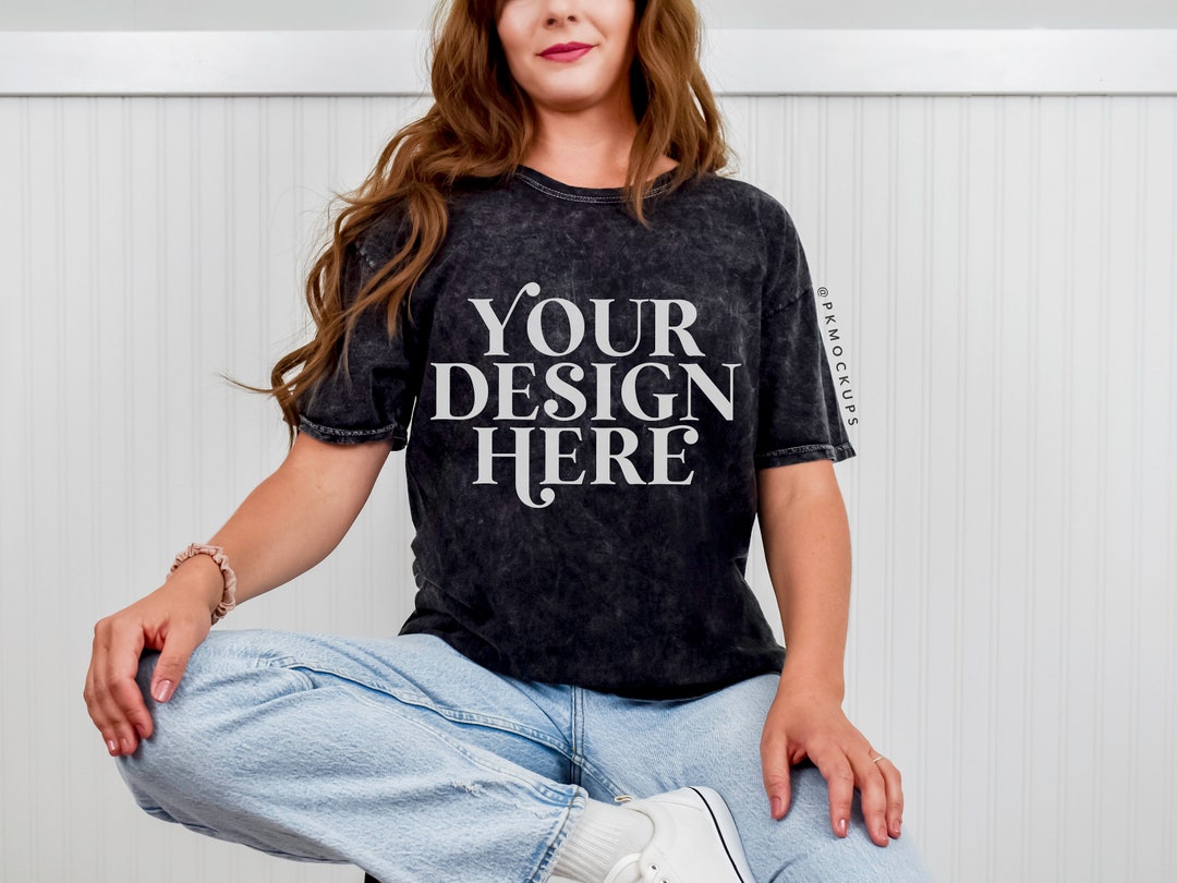Colortone 1300 Black Mock Up, C1300 Tshirt Model Mockup, Oversized Tee ...