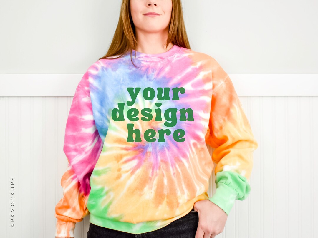 Colortone 8100 Eternity Mockup, Tie Dye Sweatshirt Mock Up, Minimal ...