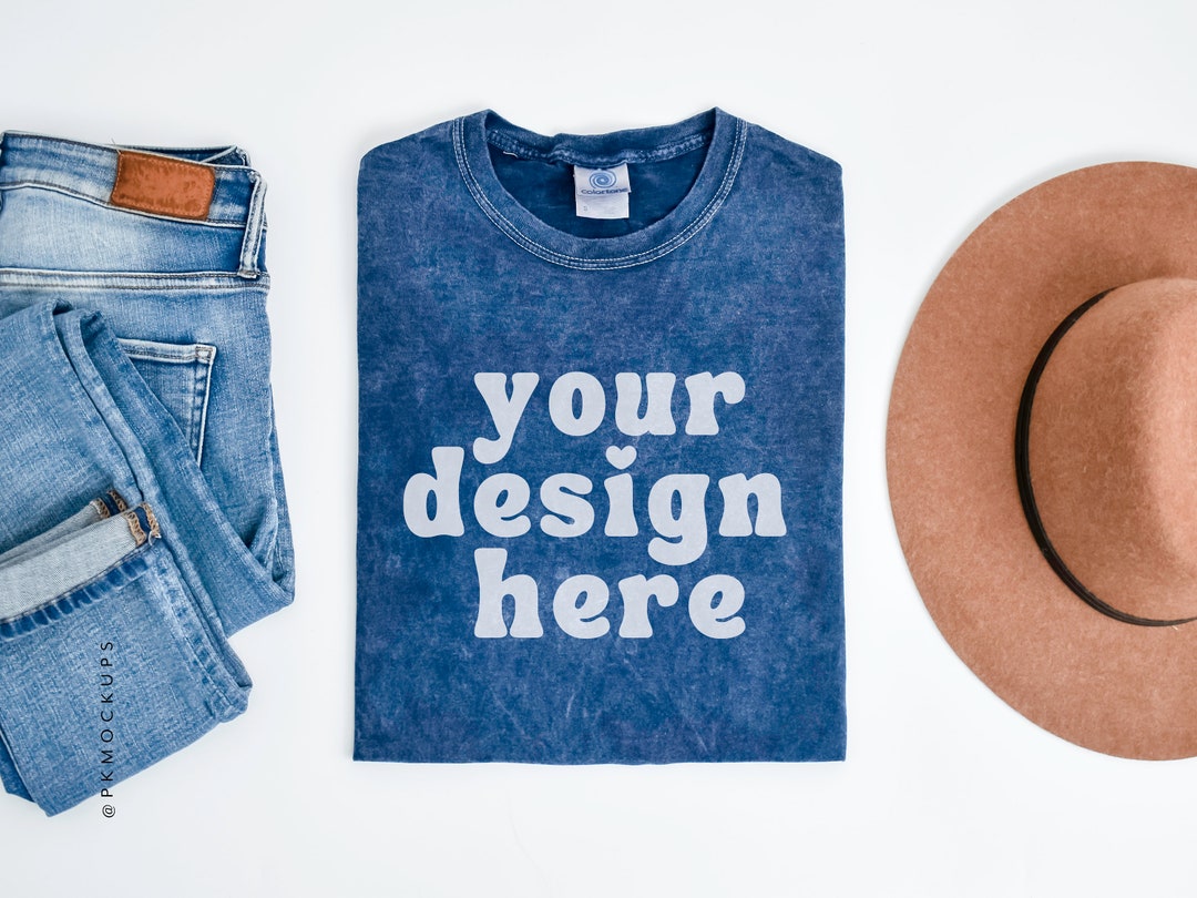 Colortone 1300 Navy Mock Up, Color Tone Unisex Mineral Wash Mock Up ...