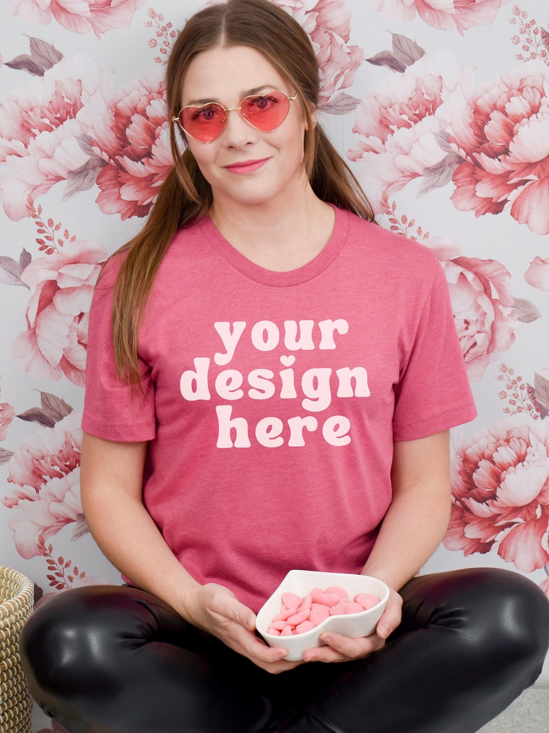 Bella Canvas Heather Raspberry Mock Up, Valentine BC 3001 Mock-up ...