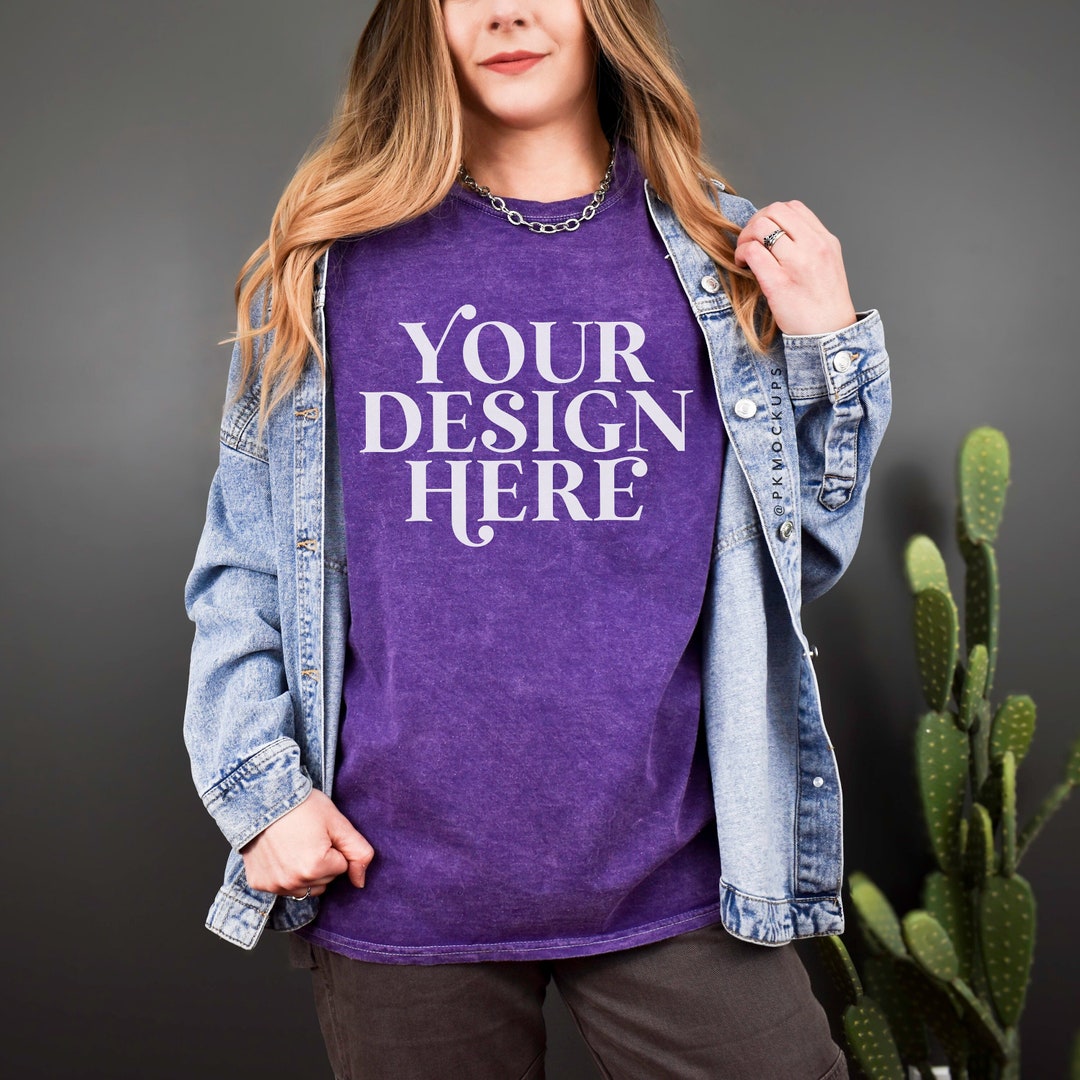 Colortone 1300 Purple Mockup C1300 Tshirt Model Mock up Oversized Tee ...