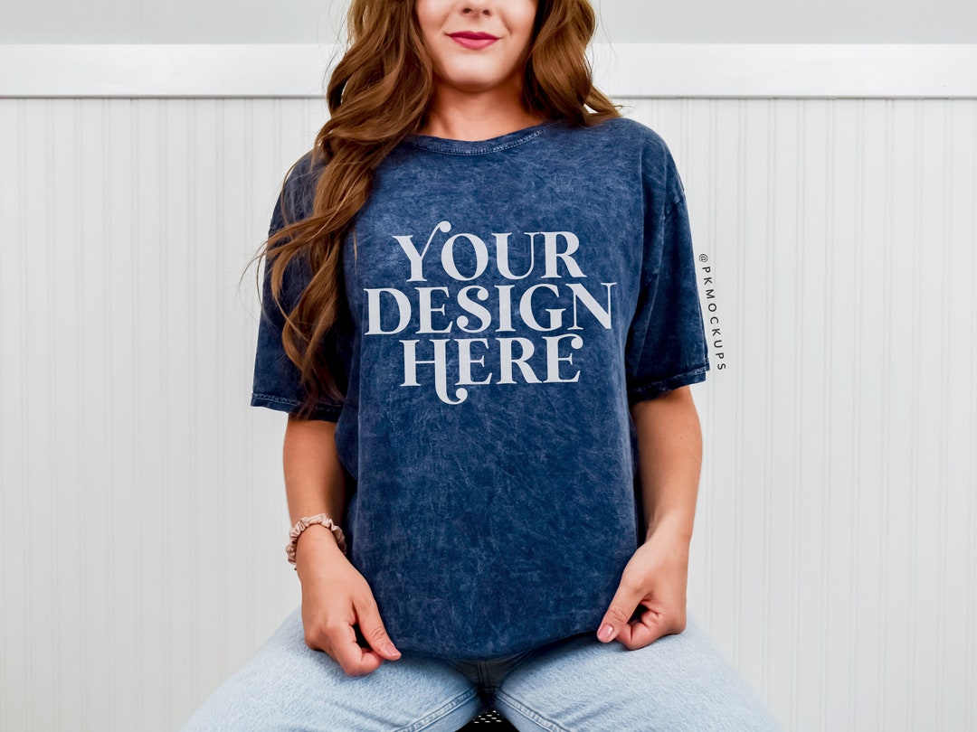 Colortone 1300 Navy Mock Up, C1300 Tshirt Model Mockup, Oversized Tee ...