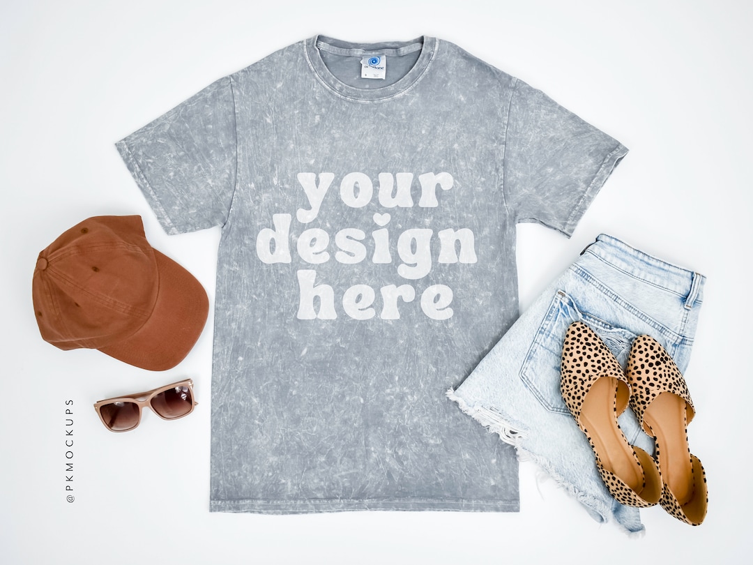 Colortone 1300 Grey Mock Up, Color Tone Unisex Mineral Wash Tee Mock Up ...