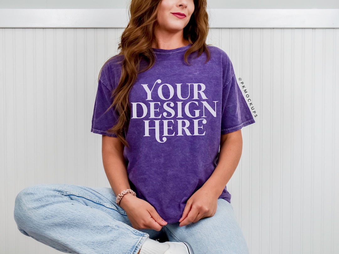 Colortone 1300 Purple Mock Up, C1300 Tshirt Model Mockup, Oversized Tee ...