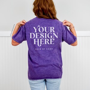 Colortone 1300 Purple Front and Back Mock Up, C1300 Tshirt Model Mockup ...