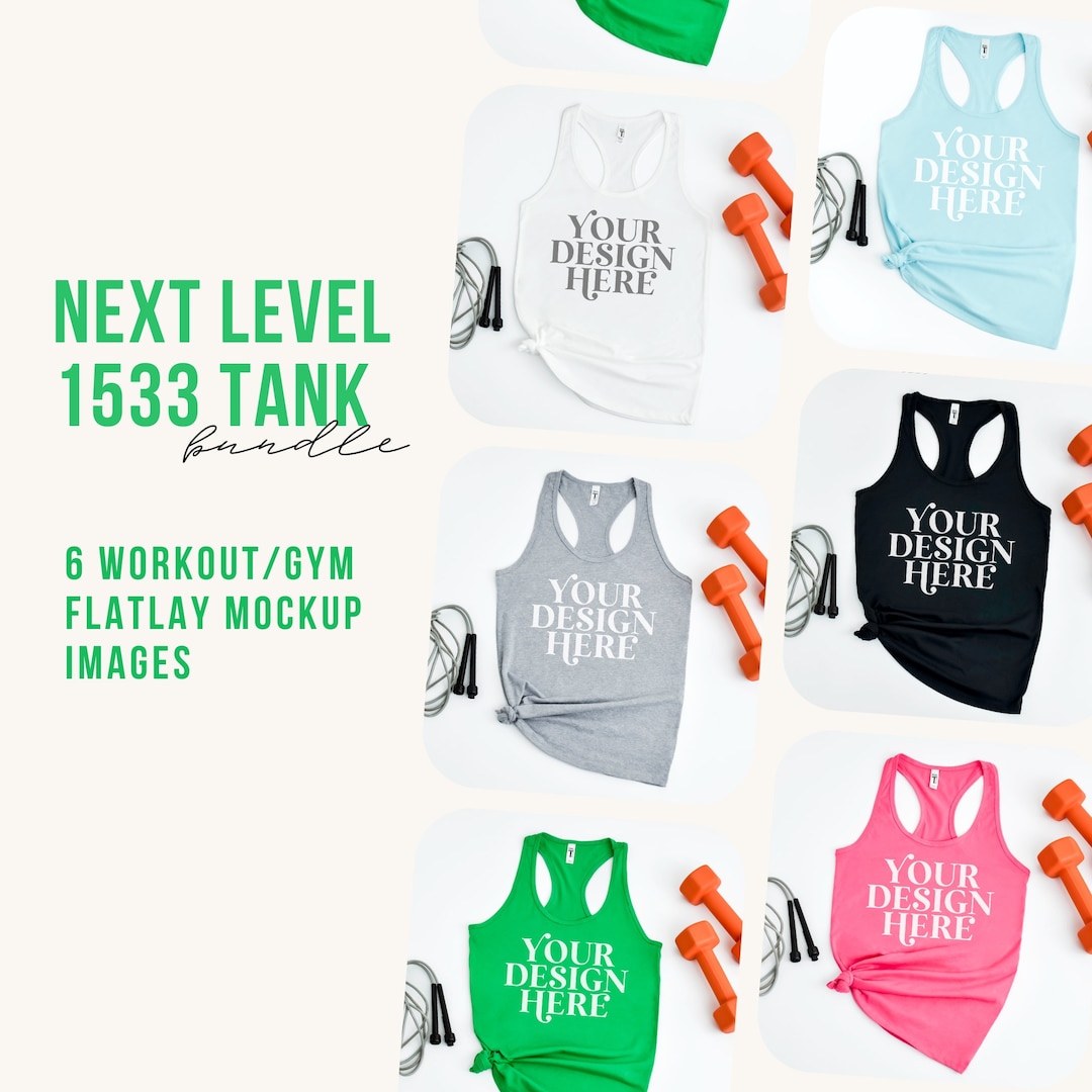 Next Level 1533 Mock up Bundle, Exercise Ideal Tank Mock-up, Gym Life ...