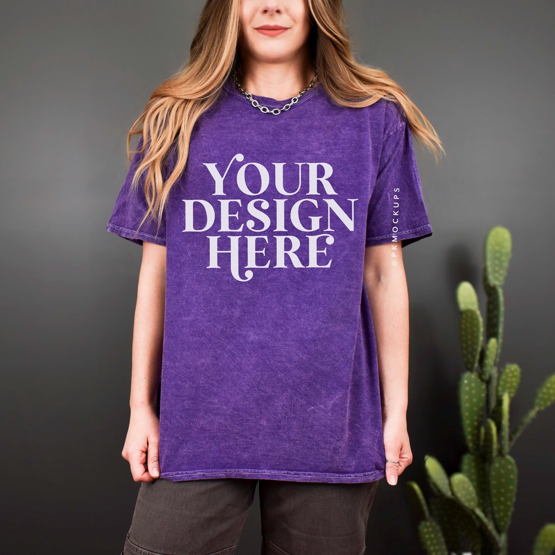 Colortone 1300 Purple Mockup C1300 Tshirt Model Mock up Oversized Tee ...