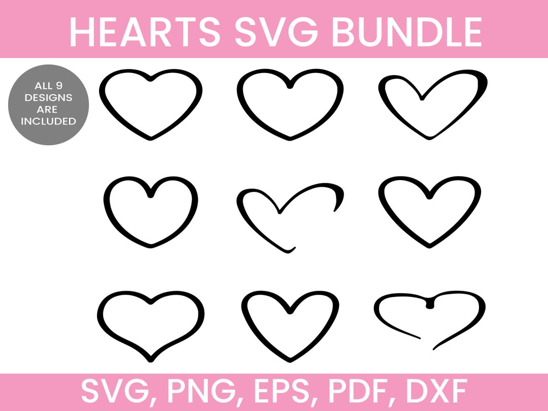 Heart Svg Bundle, Heart Outline Svg, Heart Cut Files, Heart Clipart ...