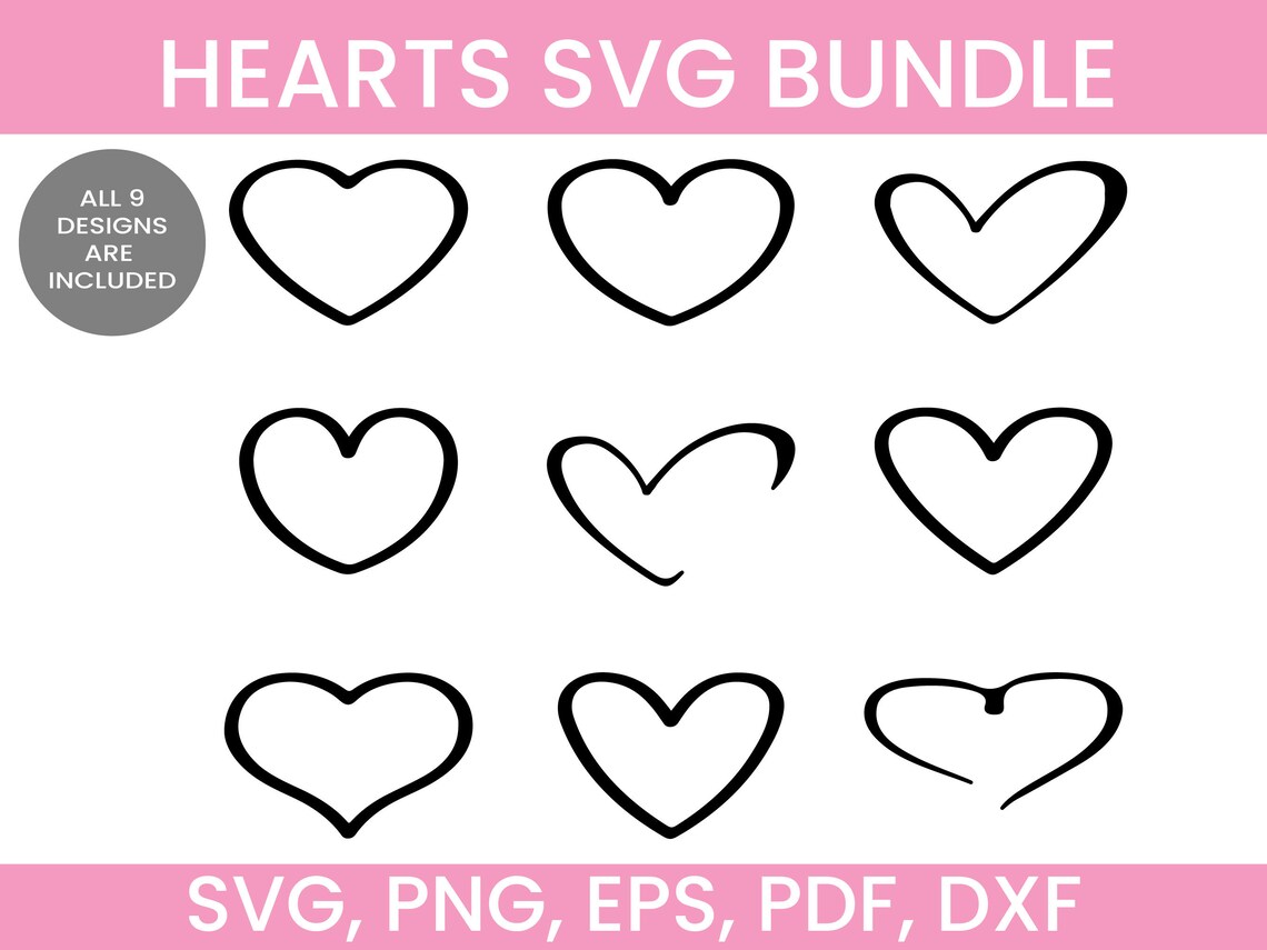 Heart Outline SVG Bundle, Love Clip Art (digital Download) - Etsy