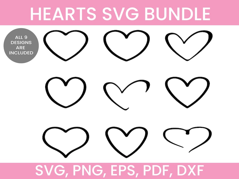 Heart Svg Bundle, Heart Outline Svg, Heart Cut Files, Heart Clipart, Hearts Png, Love Svg, Love ...