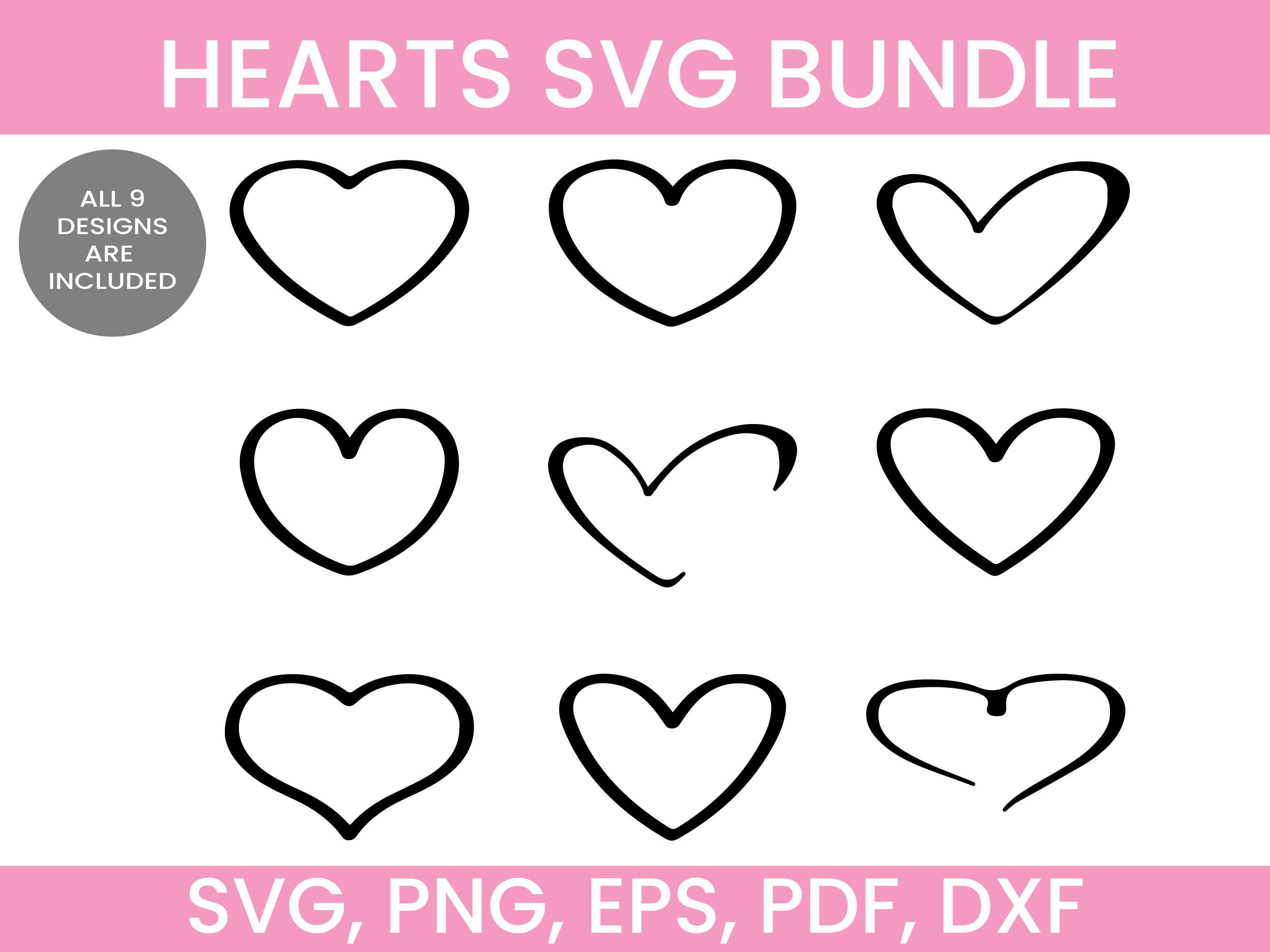 Heart Svg Bundle, Heart Outline Svg, Heart Cut Files, Heart Clipart ...