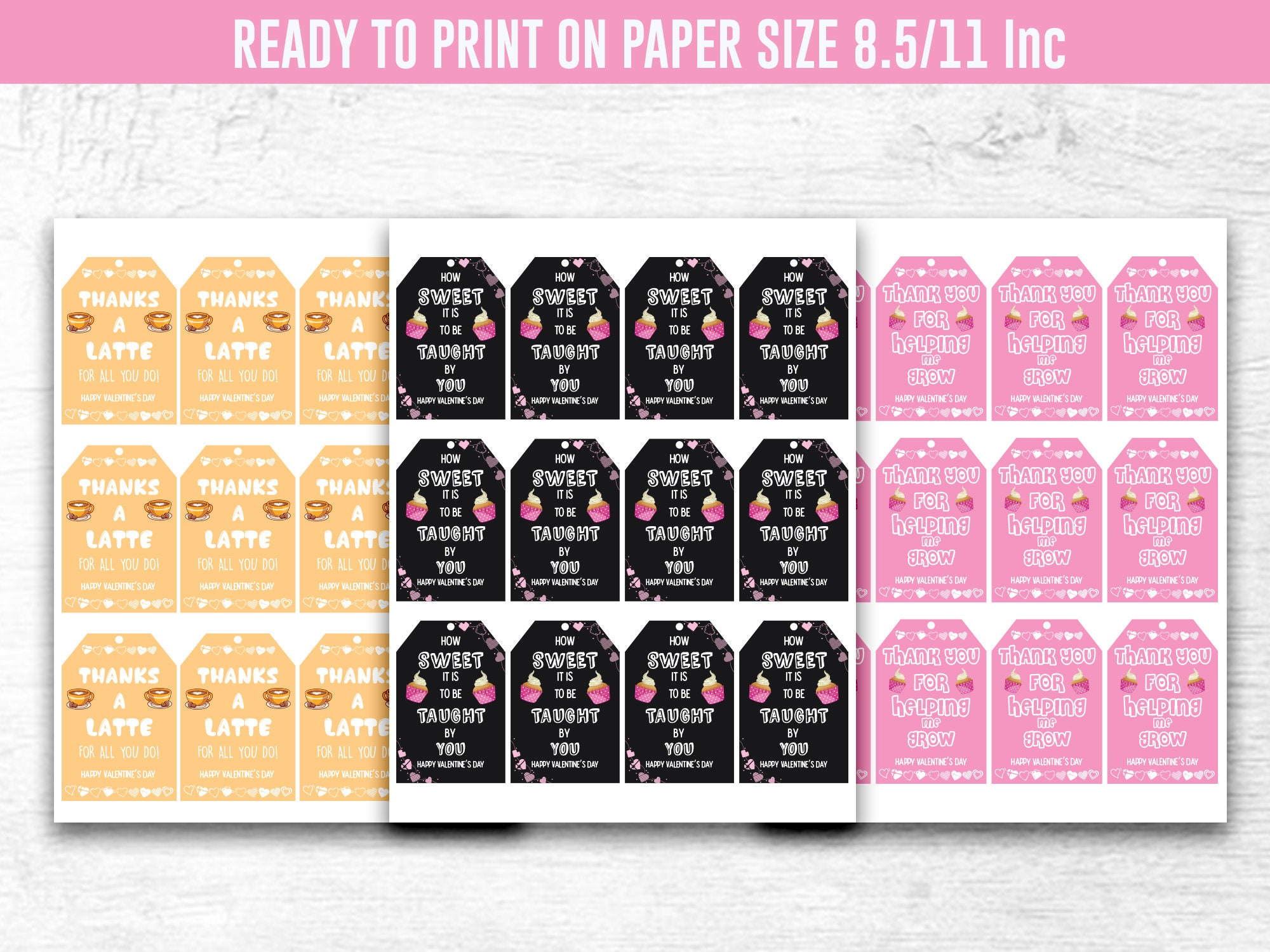 Valentine Day Gift Tags, Teacher Valentine Gift, Valentine Tags ...