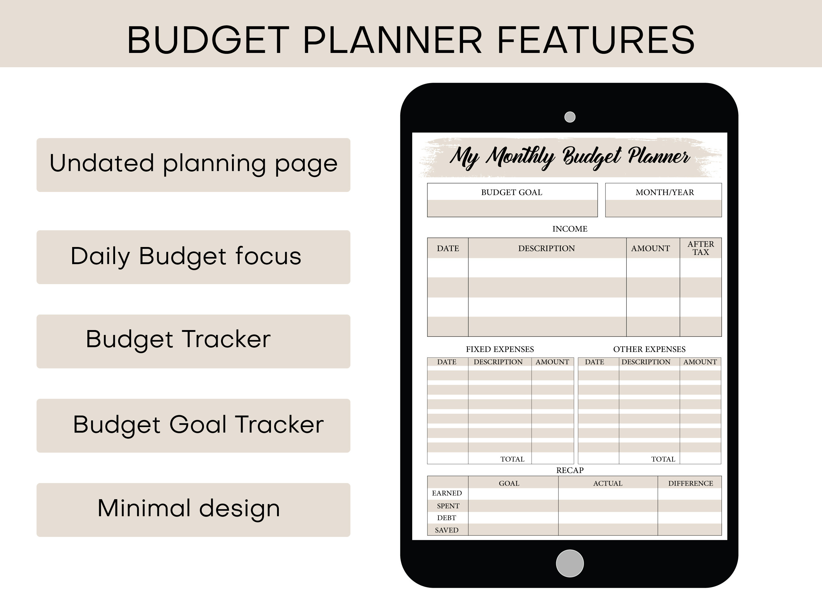 Monthly Budget Planner Monthly Expense Tracker Digital Budget Planner ...