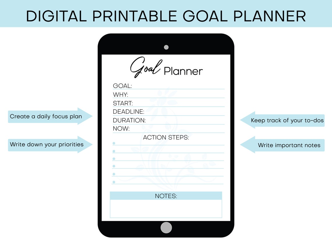 Goal Planner Printable, Goal Planner 2021, Goal Planner Digital, Goal ...