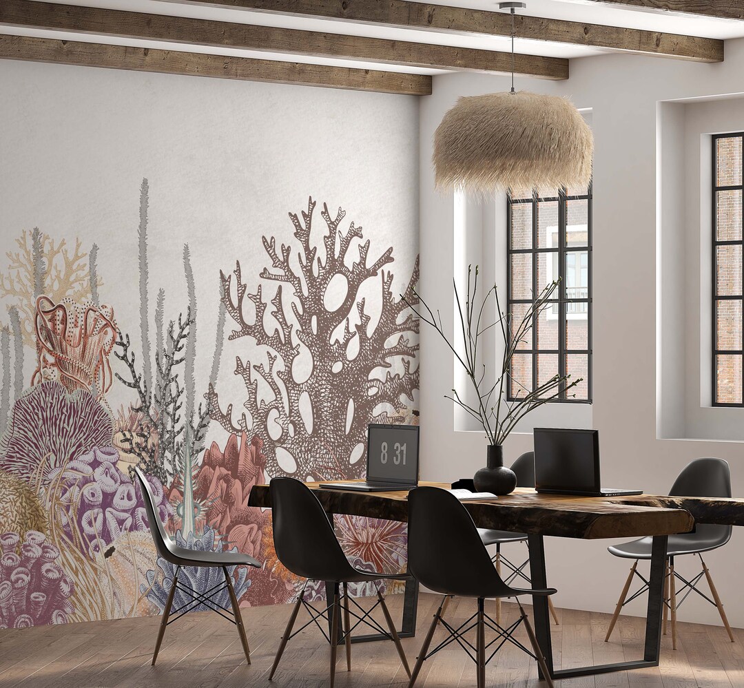 Colorful Coral Pattern Wallpaper Tropical Sea Coral Pattern - Etsy