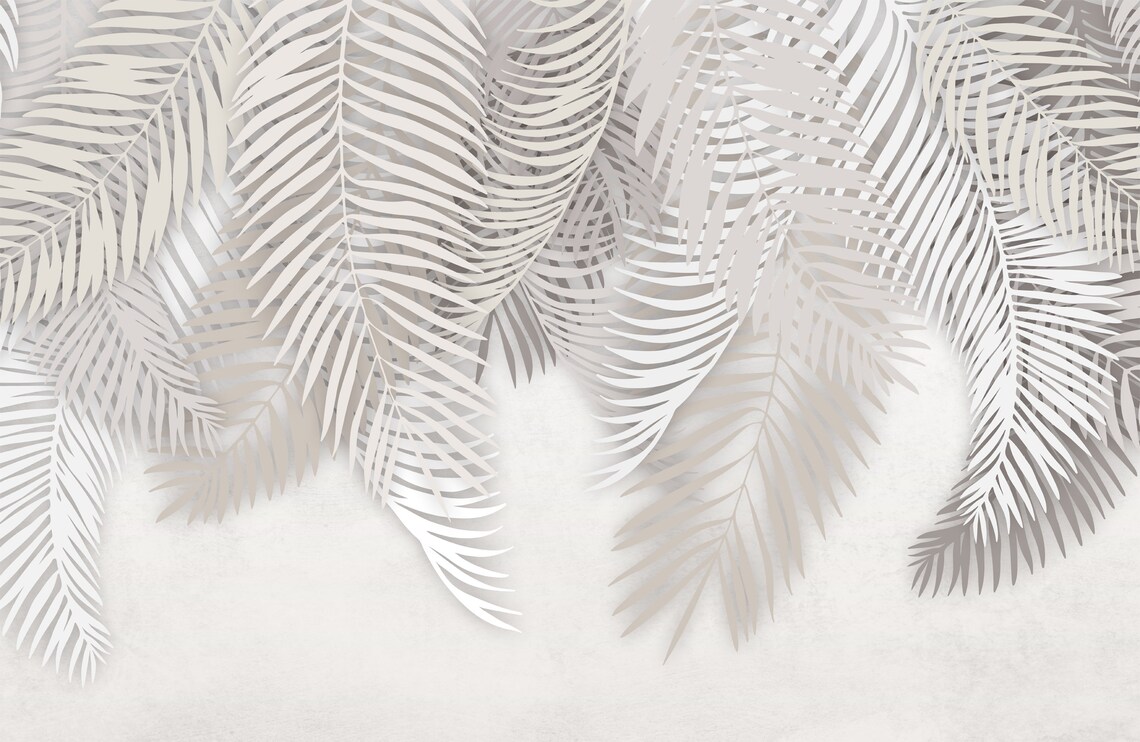 Tropical Palm Leaves Wallpaper Wall Mural Peel and Stick | Etsy