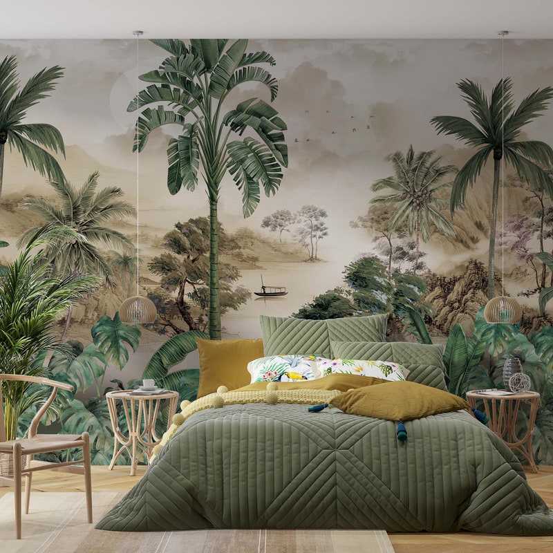 Tropical Mural Wallpaper - Etsy
