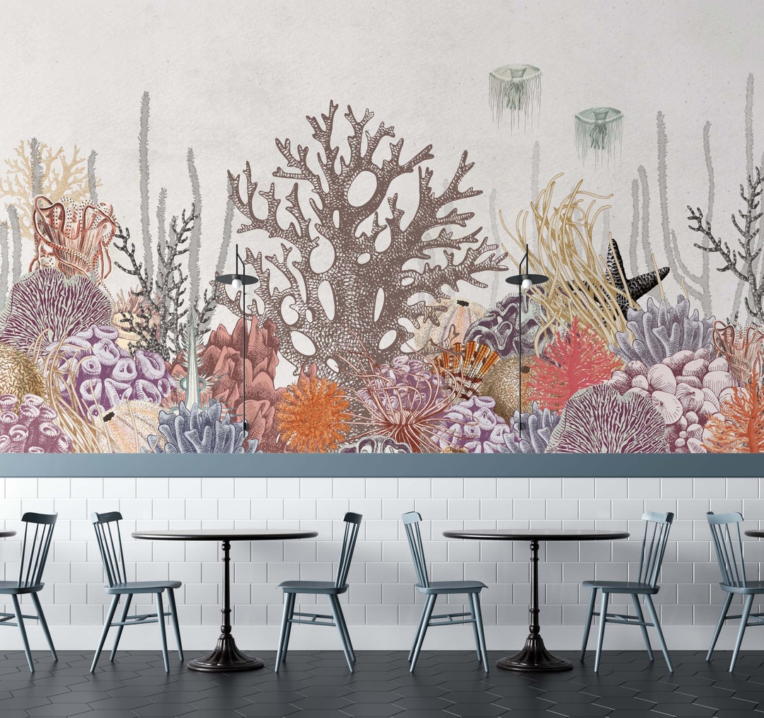 Colorful Coral Pattern Wallpaper-tropical Sea Coral Pattern Wallpaper ...