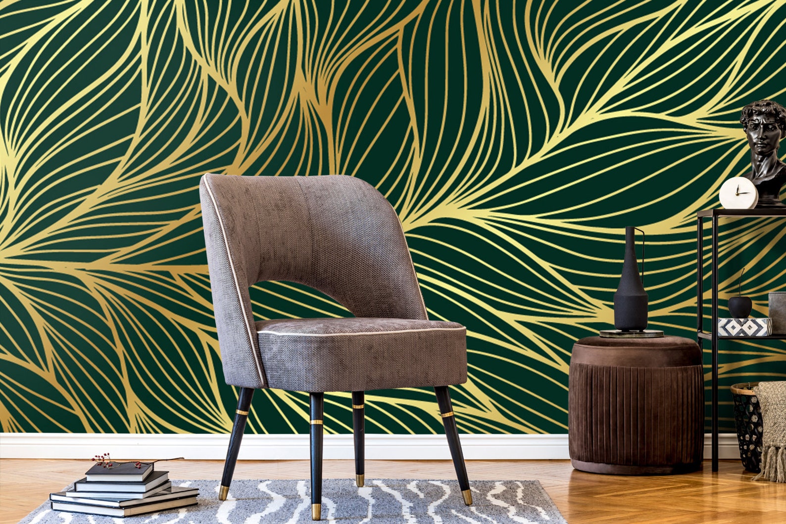 Luxury Golden Emerald Wallpaper Wall Mural Peel and Stick - Etsy
