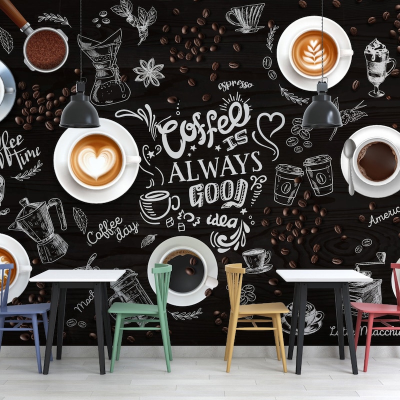 Coffee Kitchen Wallpaper - Etsy