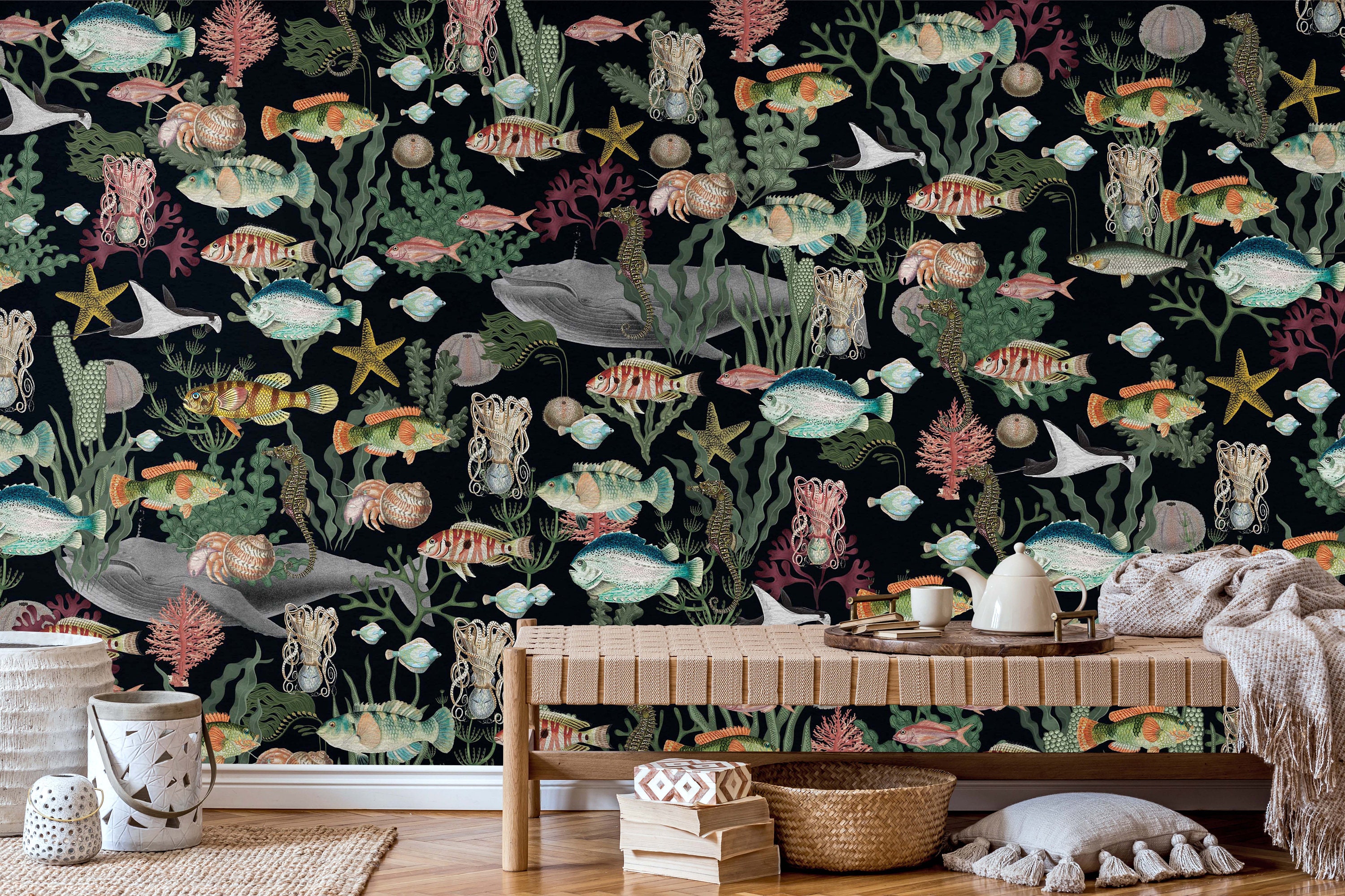 Fish Print Wallpaper-fish Wall Art-fish Wall Decor-fish - Etsy UK