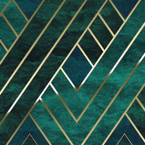 Gold Geometric Pattern Wallpaper-living Room Marble Wall Art-geometric ...