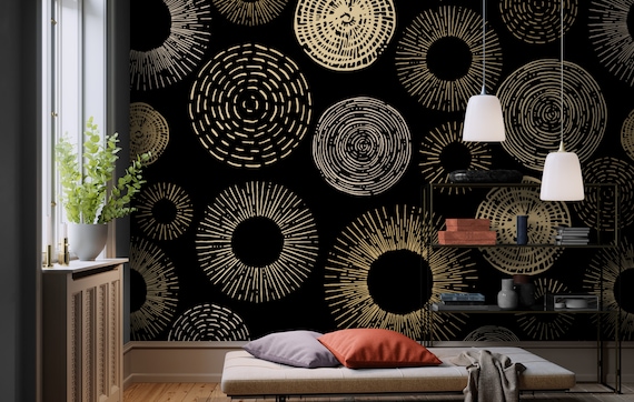 Circle Pattern Art Wallpaper Wall Mural Peel and Stick Living | Etsy