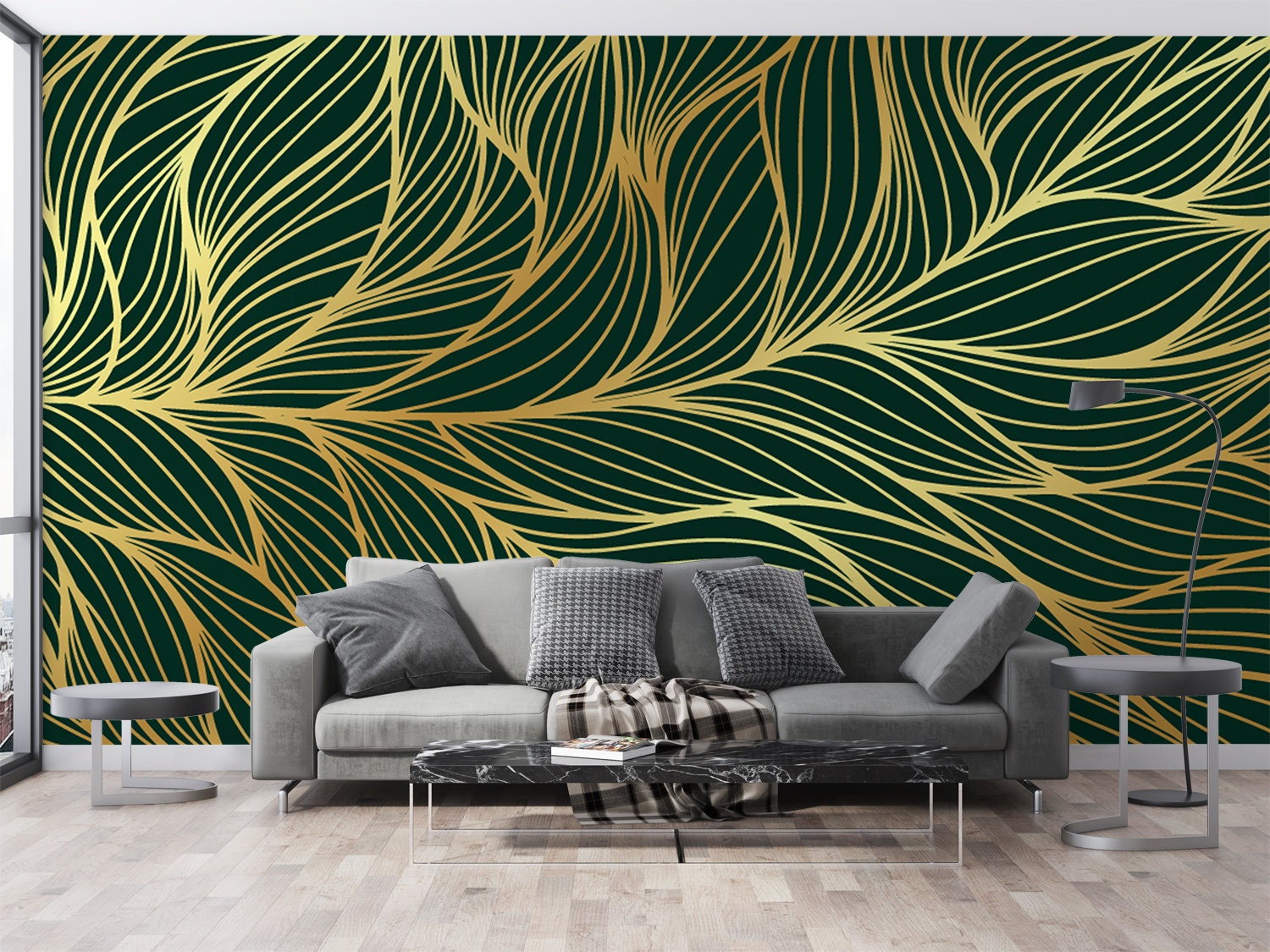 Luxury Golden Emerald Wallpaper Wall Mural Peel and Stick - Etsy