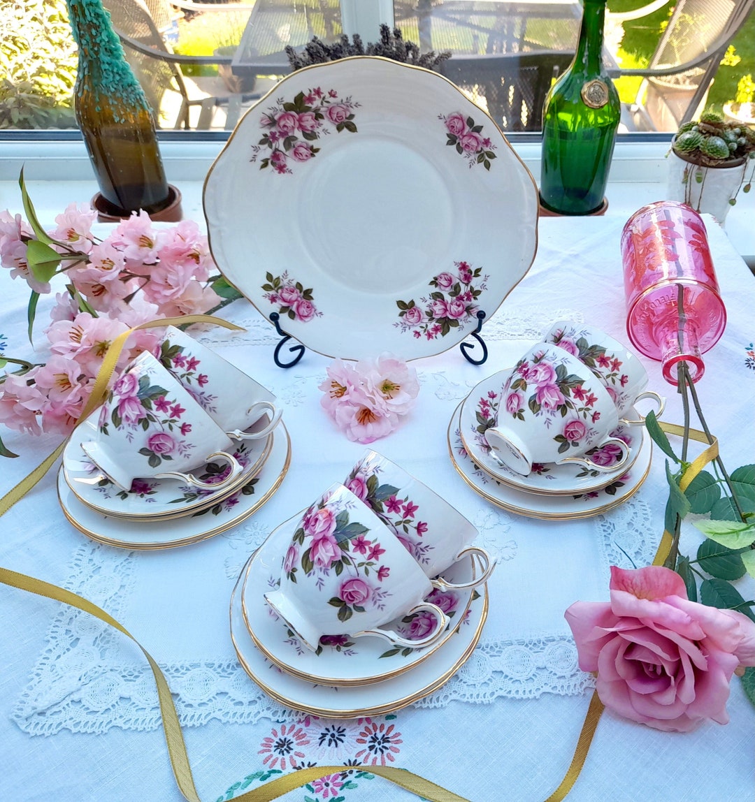 Queen Anne Vintage Afternoon Tea Set for Six Pink Roses - Etsy UK