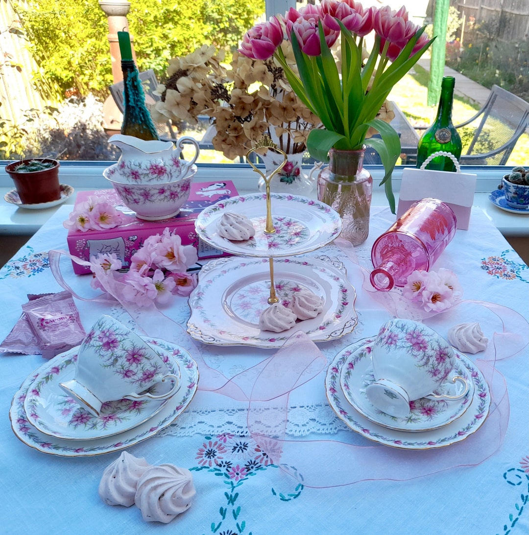 Tuscan Vintage Afternoon Tea Set for Two Love in the Mist Pink RARE - Etsy