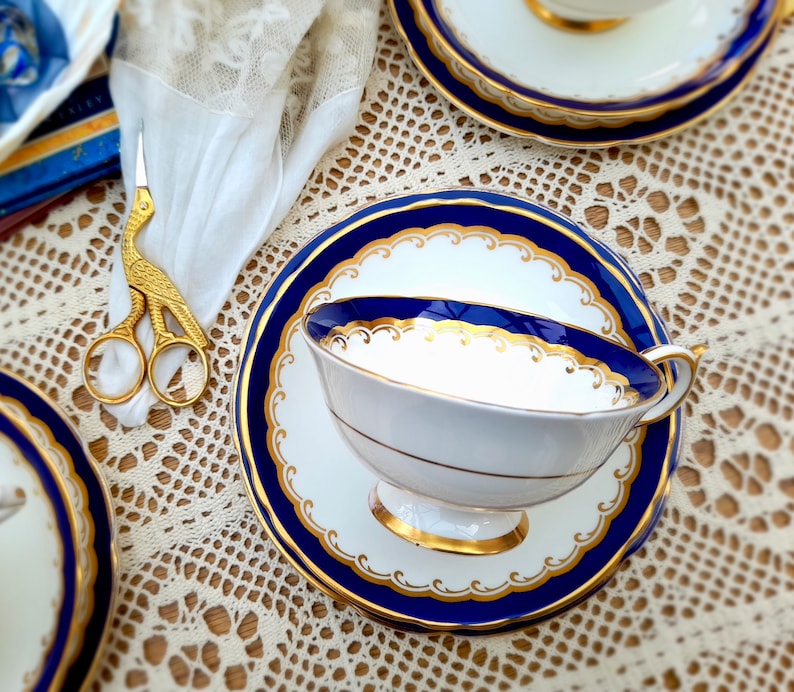 Paragon Stunning Cobalt Blue Vintage Afternoon Tea Set for Four RARE - Etsy
